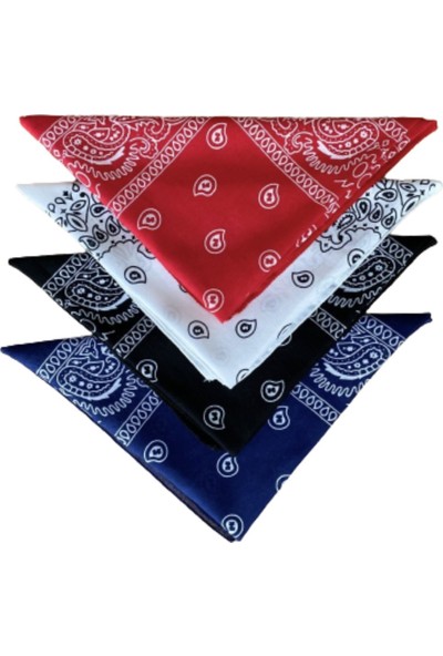 HYD Desenli Bandana Çok Amaçlı Fular Şal Saç Bandı 4 Adet