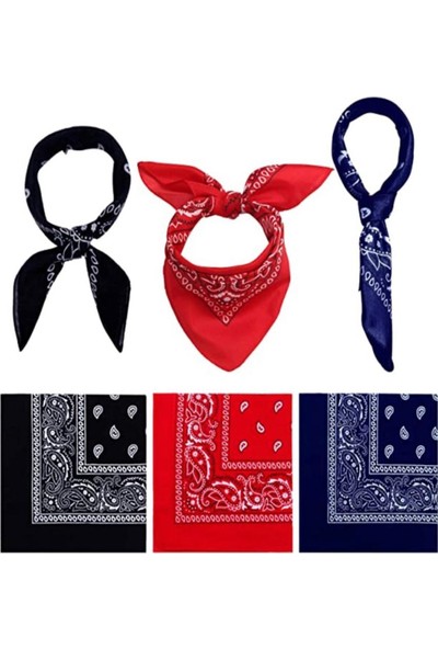 HYD Desenli Bandana Çok Amaçlı Fular Şal Saç Bandı 3 Adet