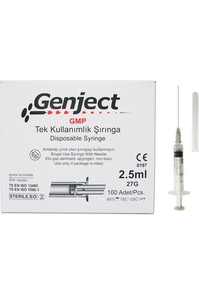 Genject Dental Enjektör 2,5 ml Luer Lock 27GX50MM 250 Adet Genject Dental Enjektör 2,5 ml Luer Lock 27GX50MM 250 Adet
