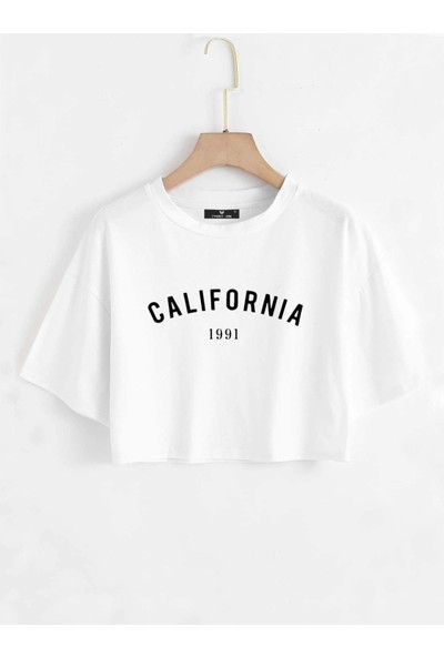 Trend Seninle Kadın California Baskılı Oversize Crop Trend Seninle Kadın California Baskılı Oversize Crop
