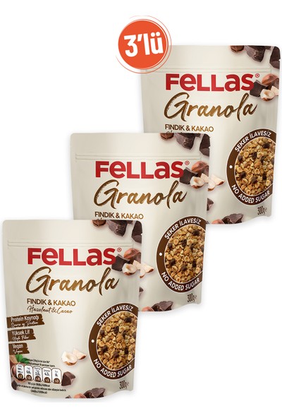 Fellas Granola 3'lü - Fındıklı & Kakaolu 300G Fellas Granola 3'lü - Fındıklı & Kakaolu 300G