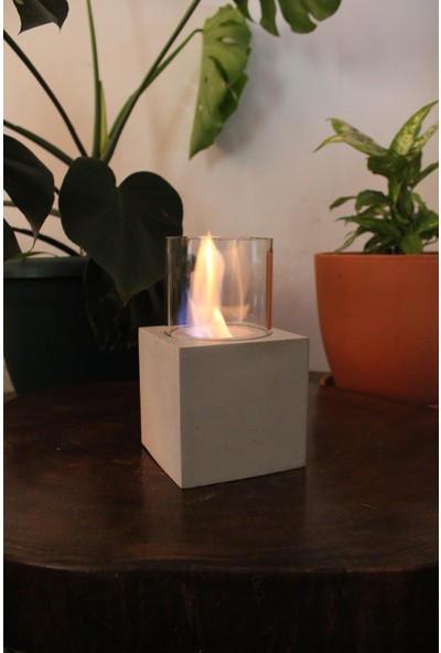 Kişisel Mini Beton Şömine Kare +(Cam) Kişisel Mini Beton Şömine Kare +(Cam)