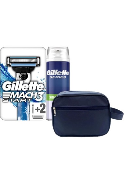 Gillette Mach3 Start Makine +2 Adet Tıraş Bıçağı + Gillette 250 ml Köpük + Seyahat Çantası Gillette Mach3 Start Makine +2 Adet Tıraş Bıçağı + Gillette 250 ml Köpük + Seyahat Çantası