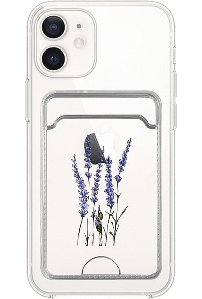 HappyCase Apple Iphone 11 Kılıf Şeffaf Kartlıklı Lavanta Desenli Silikon Kapak Kılıf HappyCase Apple Iphone 11 Kılıf Şeffaf Kartlıklı Lavanta Desenli Silikon Kapak Kılıf