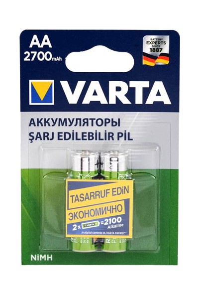 Varta 2700MAH Aa Şarjlı Kalem Pil 2 Adet Pil 2700 Mah Varta 2700MAH Aa Şarjlı Kalem Pil 2 Adet Pil 2700 Mah