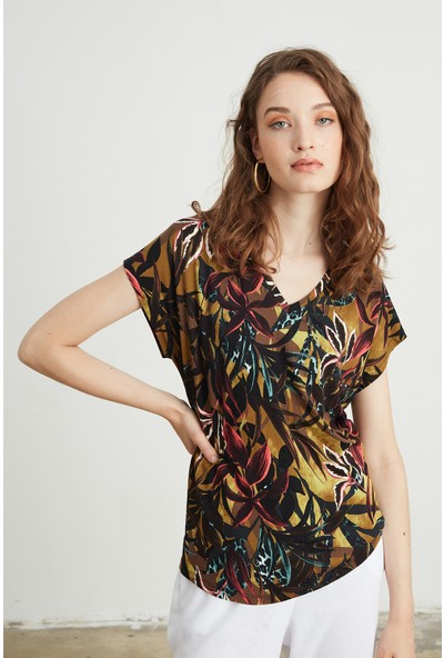 V Yaka Penye Tshirt - Olive