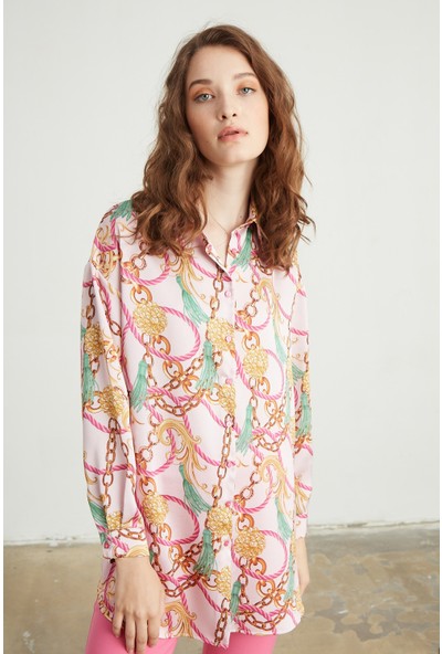 Zincir Desenli Gömlek - Pembe Zincir Desenli Gömlek - Pembe