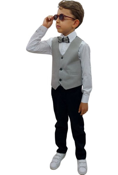 Tarz Çocuk Erkek Çocuk Gri Yelekli Takım Elbise Tarz Çocuk Erkek Çocuk Gri Yelekli Takım Elbise