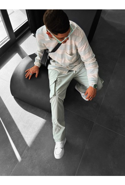 Abluka Online Kareli Transparan Gömlek Yeşil