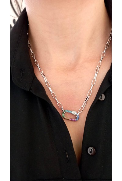 Zirkon Taşlı Ataç Kolye