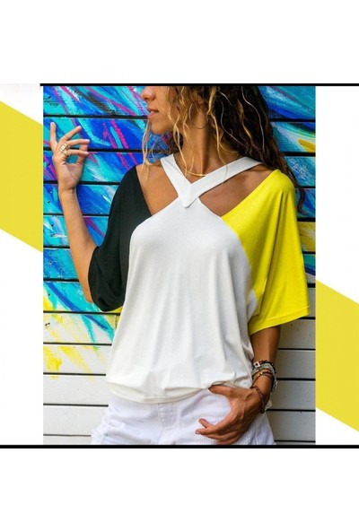 Boyun V Yaka Detaylı Efsane Bluz 2332