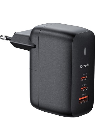 Mcdodo CH-0291 Gan 65W 2xtype-C 1xusb 3 Girişli Hızlı Şarj Adaptörü - Siyah Mcdodo CH-0291 Gan 65W 2xtype-C 1xusb 3 Girişli Hızlı Şarj Adaptörü - Siyah