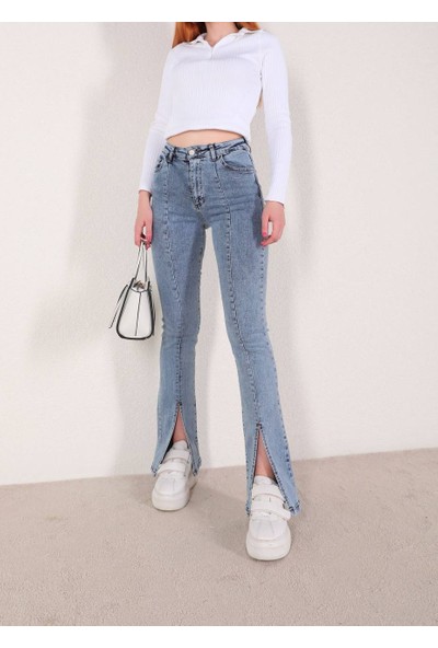 Cappitone Yırtmaçlı Pantolon Jeans