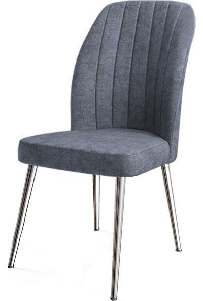 Sedaş Mobilya Gri Mutfak Sandalyesi Nikelaj Ayak