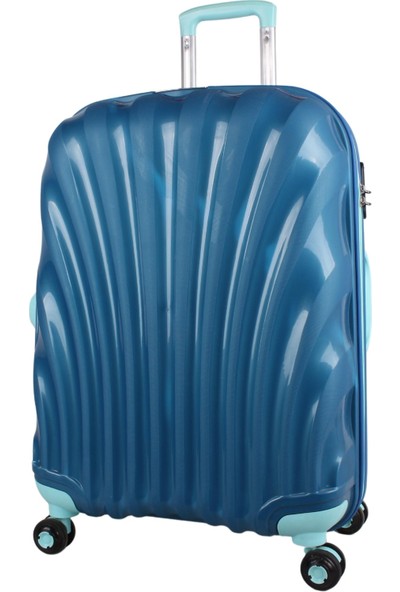 Bagacar Shell Silikon Kırılmaz Büyük Boy Valiz Mavi Turkuaz Bagacar Shell Silikon Kırılmaz Büyük Boy Valiz Mavi Turkuaz