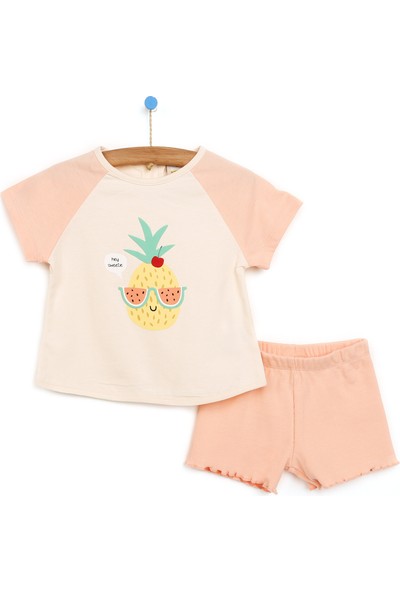Hello Baby Sweet Fruit Kız Bebek Organik Pamuk Tshirt Şort Takım