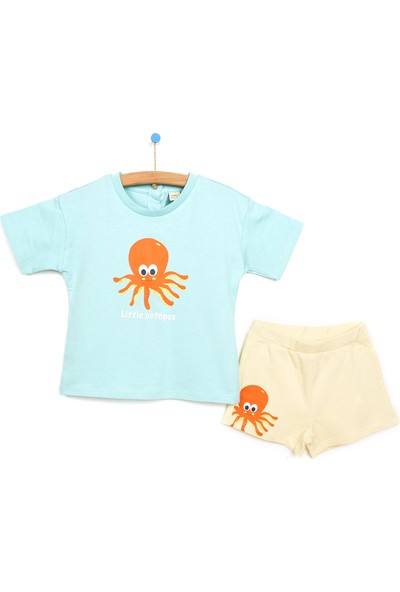 Hello Baby Under The Sea Erkek Bebek Organik Pamuk Tshirt Şort
