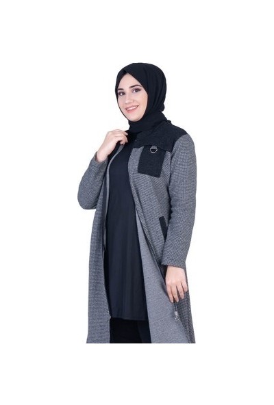 Moda Çizgi Omuzu Parçalı Füme Tesettür Kap