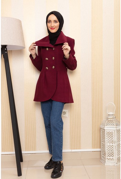 Moda Çizgi Kurdele Detaylı Kaşe Ceket Bordo Moda Çizgi Kurdele Detaylı Kaşe Ceket Bordo