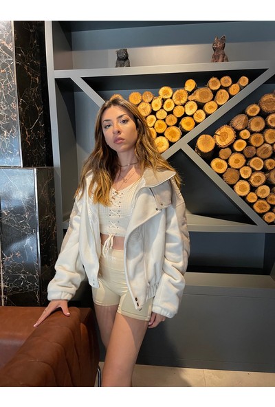 Loveofzi Bej/krem Içi Jargonlu Polar Ceket