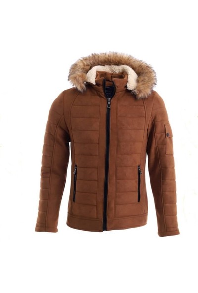 Docces Slim Fit Dar Kesim Kapşonlu Kışlık Erkek Süet Mont DCS6007T Docces Slim Fit Dar Kesim Kapşonlu Kışlık Erkek Süet Mont DCS6007T
