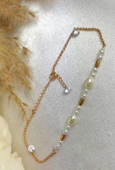 Saccuro Altın Kaplama Swarovski Taşlı ve Inci Detaylı Çelik Halhal Vip Serisi Saccuro Altın Kaplama Swarovski Taşlı ve Inci Detaylı Çelik Halhal Vip Serisi