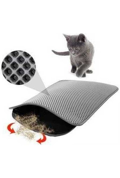 Pi İthalat Elekli Kedi Tuvalet Önü Paspası - Gri