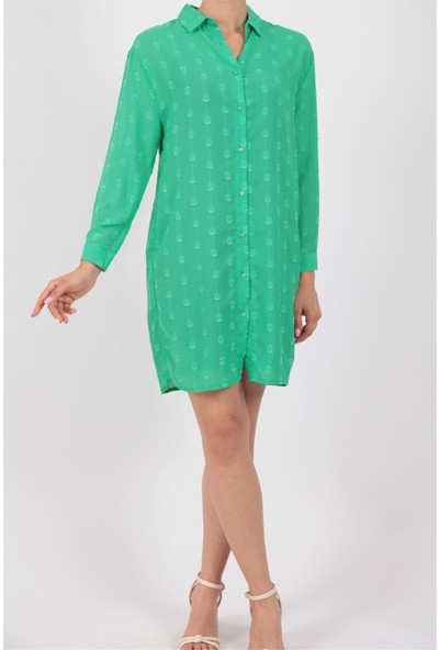Coral Parlak Noktalı Tunik Yeşil