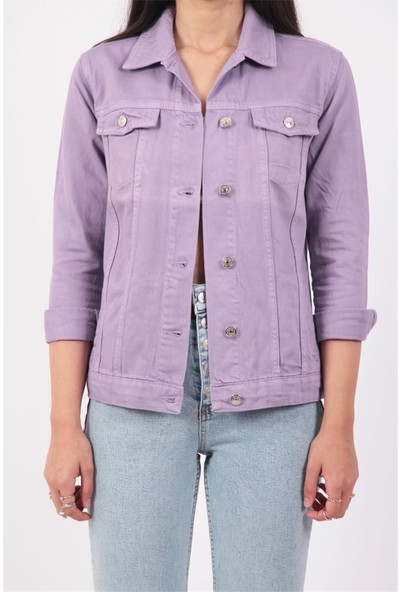 Coral Çift Cepli Kısa Ceket Lila