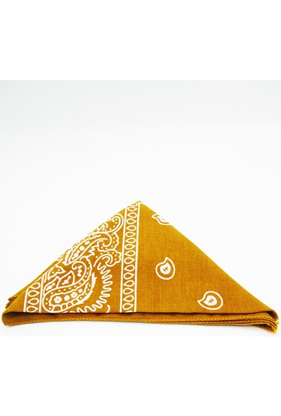İnci Aksesuar Unisex Hardal etnik desen Bandana