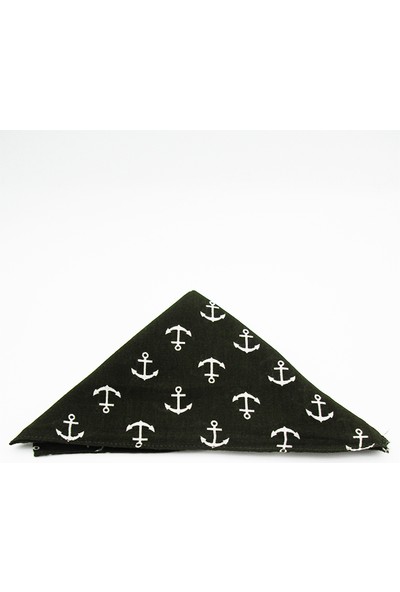 İnci Aksesuar Unisex Koyu Yeşil Çapa Desen Bandana