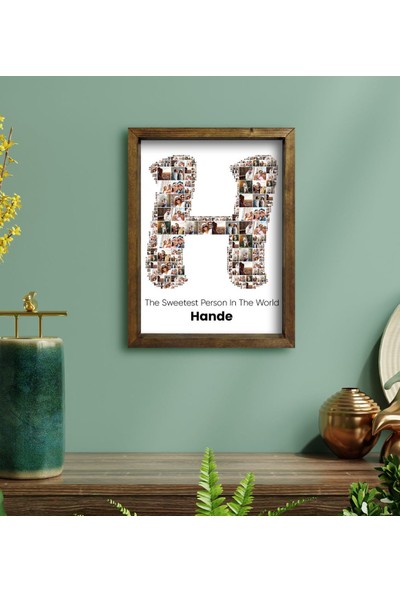 BK Kişiye Özel Harf Tasarımlı 10 Fotoğraflı Doğal Masif Ahşap Çerçeveli Kolaj Tablo 30X40CM-1 BK Kişiye Özel Harf Tasarımlı 10 Fotoğraflı Doğal Masif Ahşap Çerçeveli Kolaj Tablo 30X40CM-1