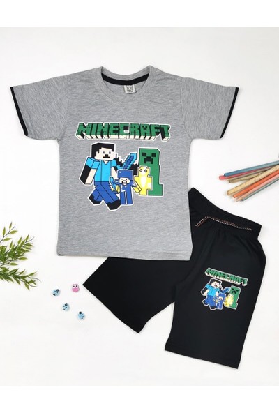 Ant Minecraft Temalı Unisex Tişört Şort Takım Ant Minecraft Temalı Unisex Tişört Şort Takım