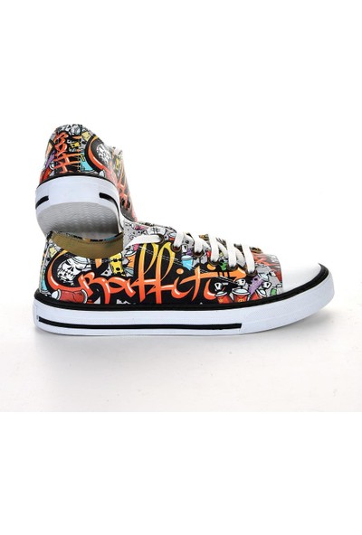 Graffiti Unisex Beyaz Spor Ayakkabı Günlük Sneakers 7005