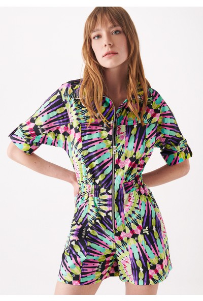 Mavi Icon Batik Desenli Renkli Tulum