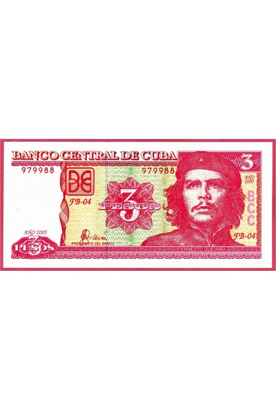 Trakya Koleksiyon ::::küba Cuba 3 Pesos 2005 P127B Che Unc Çil Trakya Koleksiyon ::::küba Cuba 3 Pesos 2005 P127B Che Unc Çil