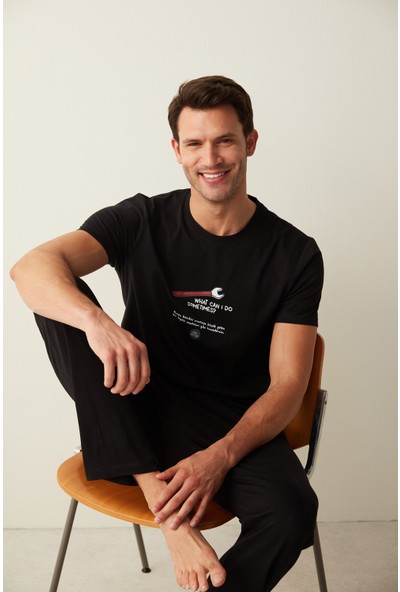 Penti Siyah What Can I Do Pijama Takımı