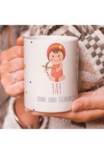 E-Hediyeci Yay Burcu Özel Sevimli Beyaz Kupa Bardak E-Hediyeci Yay Burcu Özel Sevimli Beyaz Kupa Bardak