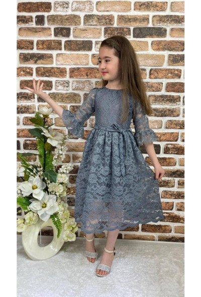 Süslü Kids Güpürlü Kız Çocuk Balo Elbise