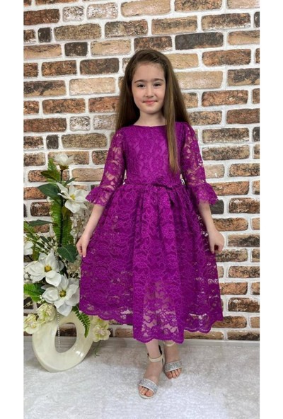 Süslü Kids Güpürlü Kız Çocuk Balo Elbise