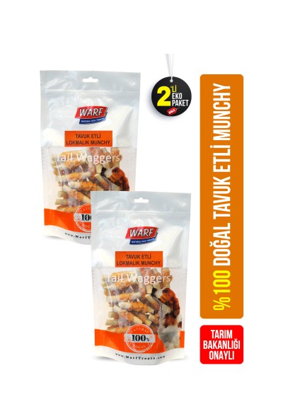 Warf Doğal, %100 Tavuk Eti Sarmalı %100 Sığır Derisi Lokmalık Munchy 6 GR.X36 Adet x 2 Paket Warf Doğal, %100 Tavuk Eti Sarmalı %100 Sığır Derisi Lokmalık Munchy 6 GR.X36 Adet x 2 Paket