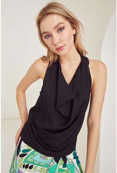 The Jojo Design Kadın Sırt Dekolteli Degaje Bluz