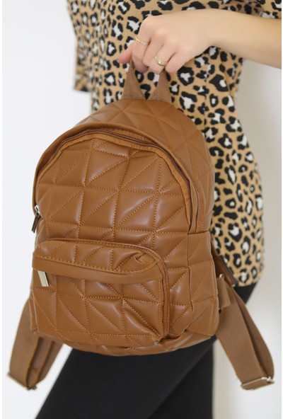 Hepsi Yeni Moda Kapitone Sırt Çanta Taba