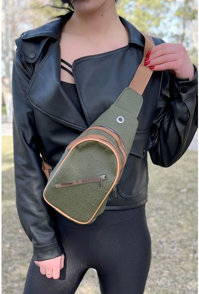 Hepsi Yeni Moda Kabartma Yazılı Çanta Haki