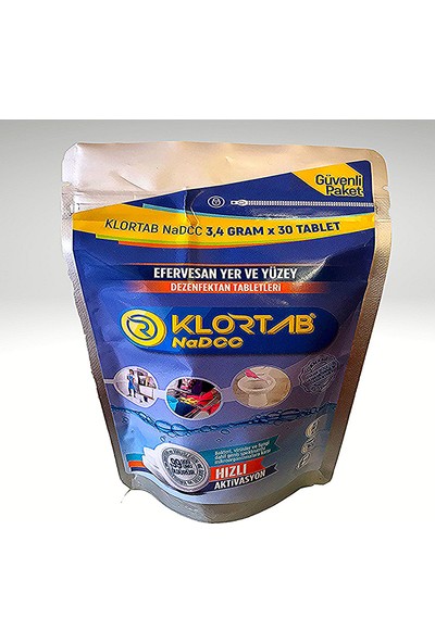 Klortab Nadcc 3,4gr x 30 Dezenfektan Tablet Klortab Nadcc 3,4gr x 30 Dezenfektan Tablet
