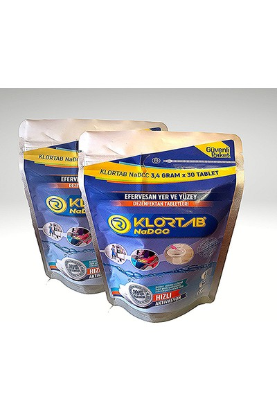 Klortab Nadcc 2'li 3,4gr x 30 Dezenfektan Tablet Klortab Nadcc 2'li 3,4gr x 30 Dezenfektan Tablet
