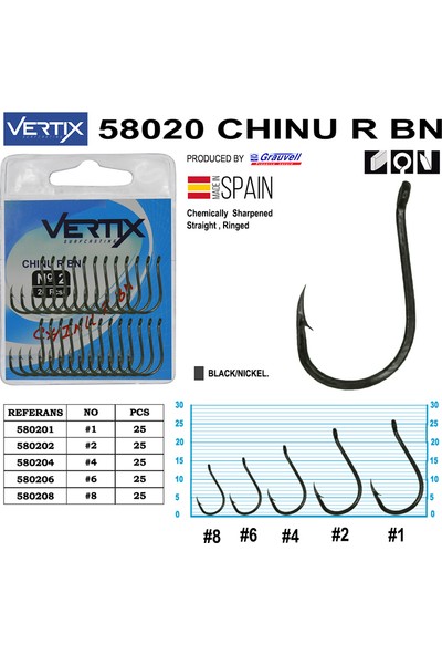 Vertix 58020 Chinu R Bn Model Balıkçı Olta Iğnesi 25 Adet Vertix 58020 Chinu R Bn Model Balıkçı Olta Iğnesi 25 Adet
