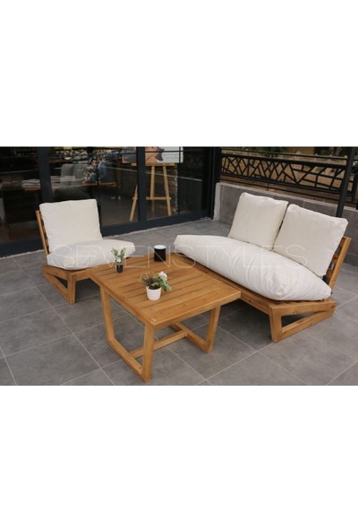 Laleyla Gardenlove Ahşap Bahçe Balkon Çiftli Koltuk