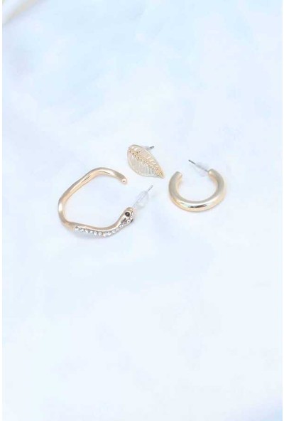 Clariss Üçlü Gold Renk Kadın Küpe