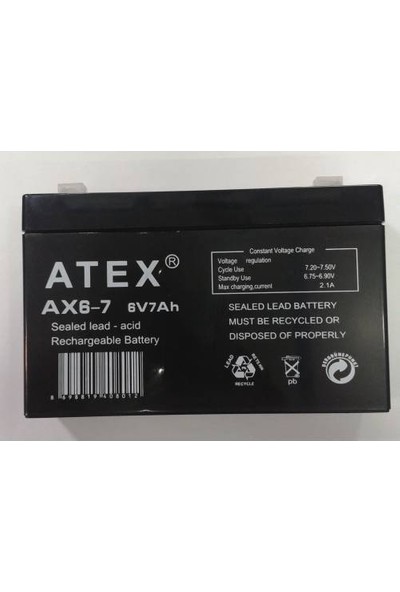 Atex 6 Volt 7 Amper Akü Atex 151X34X95 Atex 6 Volt 7 Amper Akü Atex 151X34X95